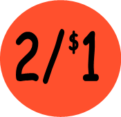 "2/$1" Price Sticker / Labels with 500 large 1-1/8" Round (Red) labels ...