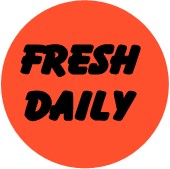 "FRESH DAILY" Store Sticker / Labels with 500 large 1-1/8" Round (Red ...
